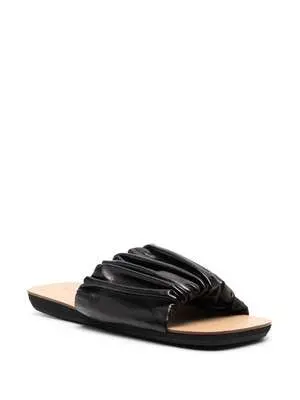 JIL SANDER Leather Gathered-detail Slides