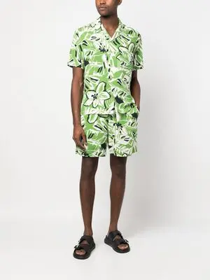 Palm Angels Floral-print Short-sleeved Shirt - Green