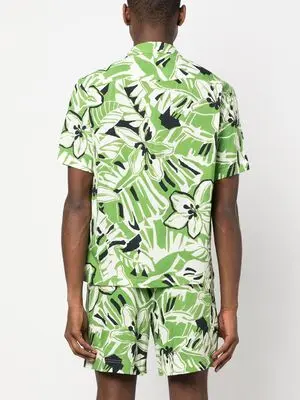 Palm Angels Floral-print Short-sleeved Shirt - Green