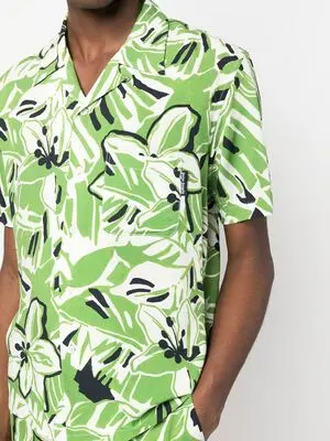Palm Angels Floral-print Short-sleeved Shirt - Green