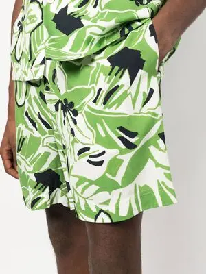 Palm Angels Floral Print Logo Waistband Shorts