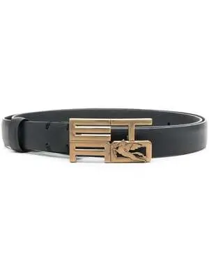 Etro Logo-buckle Leather Belt - Black
