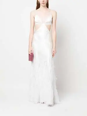 Cult Gaia Raisa Feather-embellished Gown - White