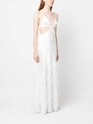 Cult Gaia Raisa Feather-embellished Gown - White