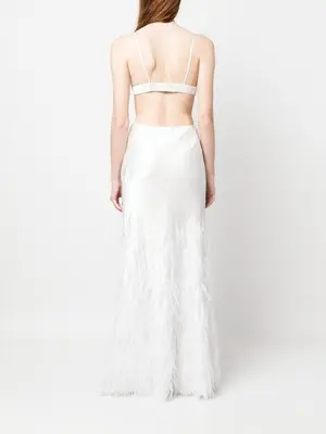 Cult Gaia Raisa Feather-embellished Gown - White