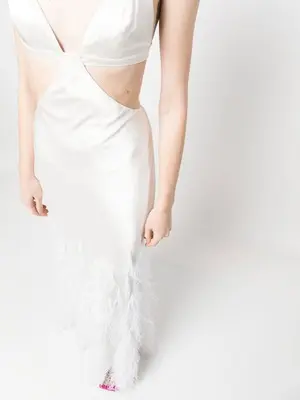 Cult Gaia Raisa Feather-embellished Gown - White
