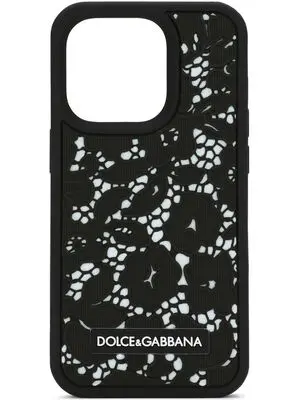 Dolce & Gabbana Floral-lace Iphone 14 Pro Case - Black