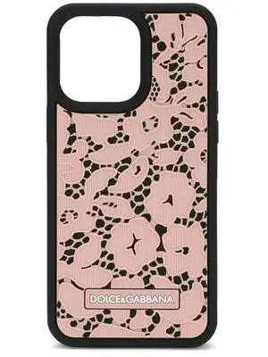 Dolce & Gabbana Floral-lace Iphone 14 Pro Max Case - Pink