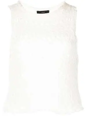 Voz Flammé Knitted Crop Top - White