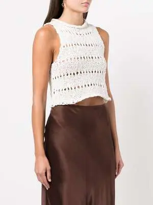 Voz Flammé Knitted Crop Top - White