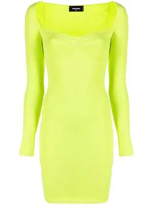 Dsquared2 Long Sleeved Sweetheart Neck Mini Dress - Green