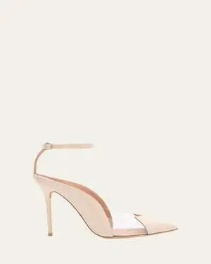 MALONE SOULIERS Malia Patent Leather Pumps With Ankle Strap
