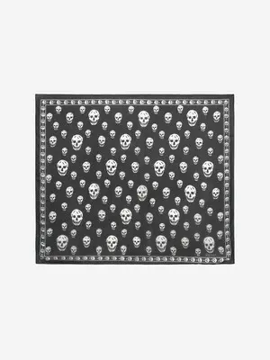 Alexander McQueen Classic Silk Chiffon Skull Scarf - Black