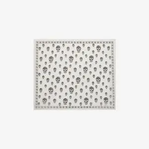 Alexander McQueen Classic Silk Chiffon Skull Scarf White