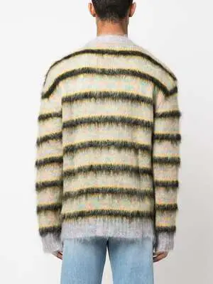 Marni Striped Mohair-blend Cardigan - Yellow