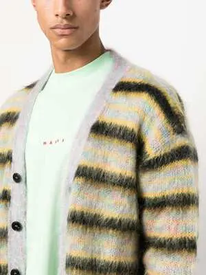 Marni Striped Mohair-blend Cardigan - Yellow