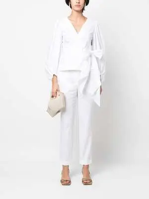 P.a.r.o.s.h Side-tie Crop-sleeve Blouse - White