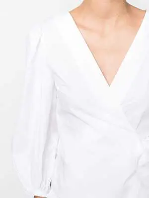 P.a.r.o.s.h Side-tie Crop-sleeve Blouse - White