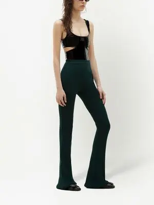 COURREGES Ribbed Flared-leg Trousers - Black