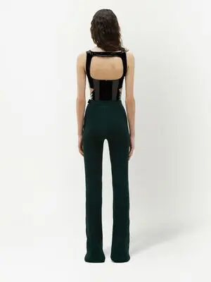 COURREGES Ribbed Flared-leg Trousers - Black