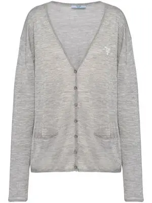 Prada Logo-embroidered Cashmere-silk Cardigan