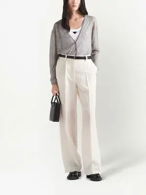 Prada Logo-embroidered Cashmere-silk Cardigan