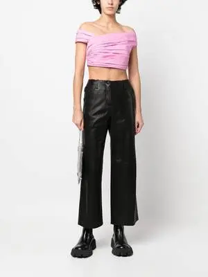 Dsquared2 Pleated Off-shoulder Cropped Top - Pink