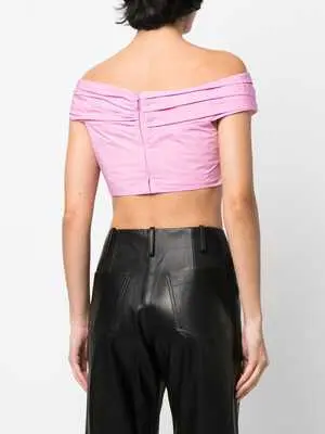 Dsquared2 Pleated Off-shoulder Cropped Top - Pink