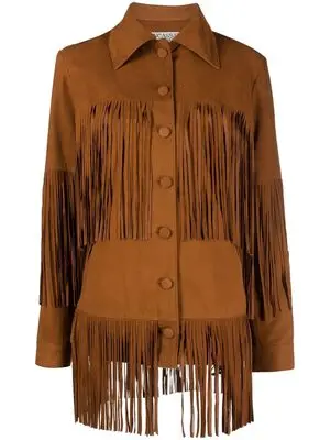 DANCASSAB Rimon Fringed Leather Jacket - Brown