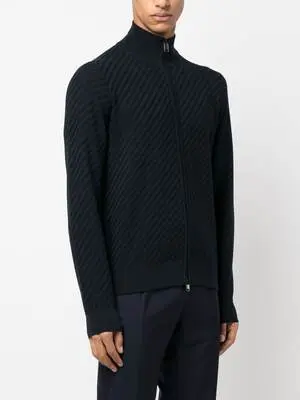 Brioni Embossed-finish Zip-up Jumper