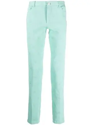 Philipp Plein Straight-leg Trousers With Skull Embroidery - Blue
