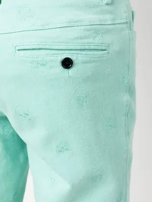 Philipp Plein Straight-leg Trousers With Skull Embroidery - Blue