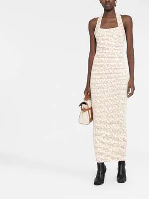 Balmain Logo-jacquard Halterneck Midi Dress