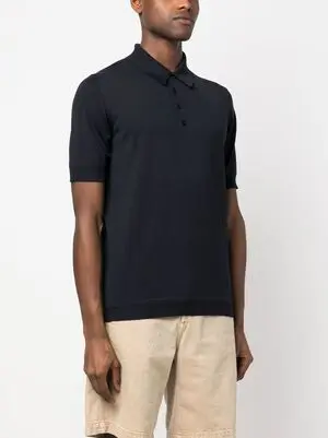 GOES BOTANICAL Merino-wool Polo Shirt - Blue