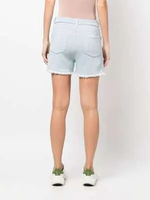 BARRIE Fine-knit Fringe-detail Shorts - Blue