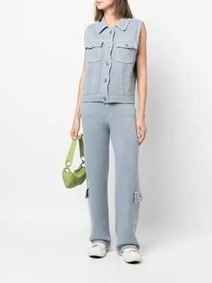 BARRIE Knitted Sleeveless Jacket - Blue