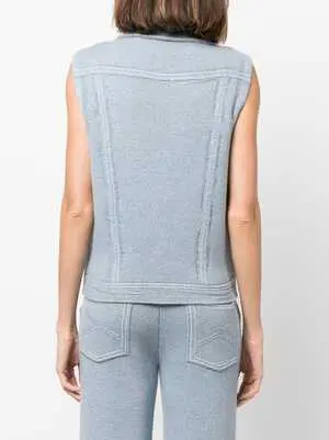 BARRIE Knitted Sleeveless Jacket - Blue
