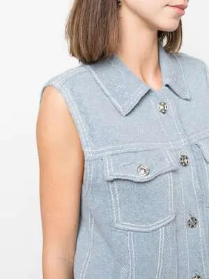 BARRIE Knitted Sleeveless Jacket - Blue