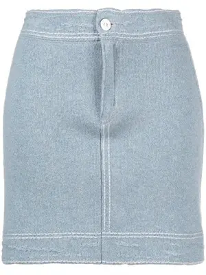 BARRIE Contrast-stitch Mini Skirt - Blue