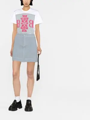 BARRIE Contrast-stitch Mini Skirt - Blue