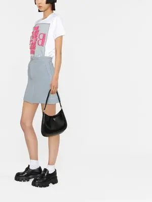 BARRIE Contrast-stitch Mini Skirt - Blue