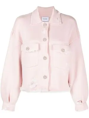 BARRIE Fringed Denim Jacket - Pink