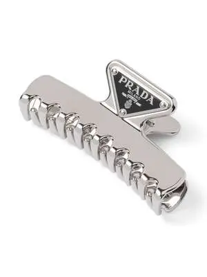 Prada Triangle-logo Claw Clip - Silver