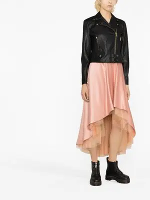 Pinko Cropped Leather Biker Jacket