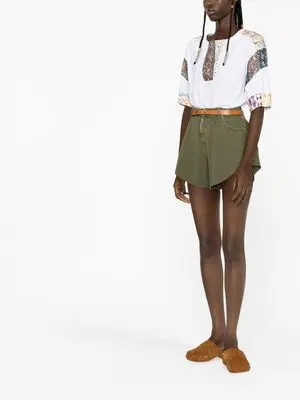 Pinko Acid-wash Raw-cut Denim Shorts