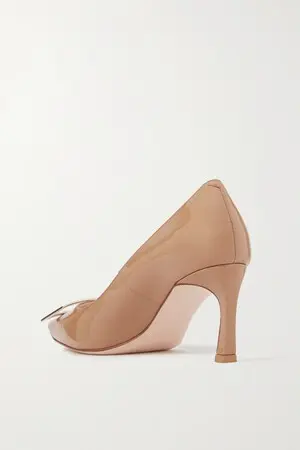ROGER VIVIER Belle Vivier Trompette 70 Embellished Patent-leather Pumps - Neutrals