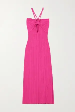 Cult Gaia Elfreda Cutout Ribbed-knit Halterneck Midi Dress