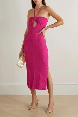 Cult Gaia Elfreda Cutout Ribbed-knit Halterneck Midi Dress