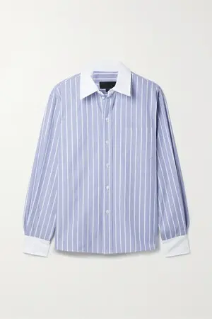 NILI LOTAN Telma Striped Cotton-poplin Shirt