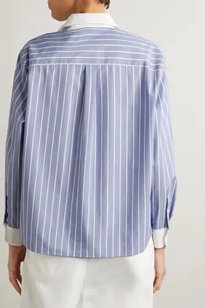 NILI LOTAN Telma Striped Cotton-poplin Shirt